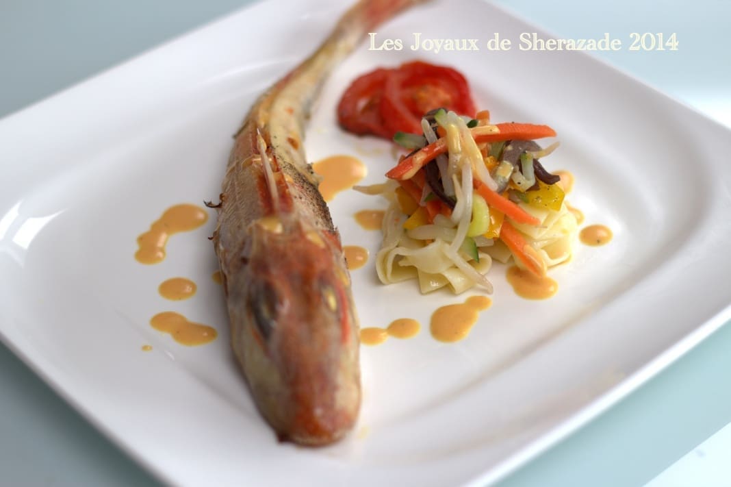 Rouget barbet au four et sauce au safran - Les Joyaux de Sherazade